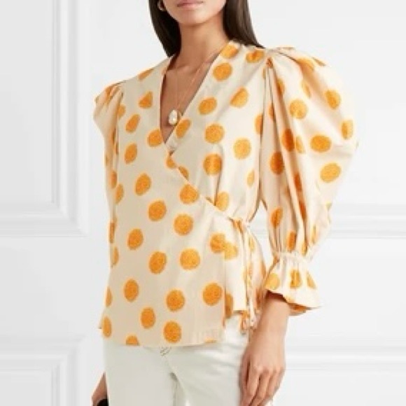 RHODE | Tops | Rhode Resort Valentina Cotton Blend Voile Wrap Top In ...